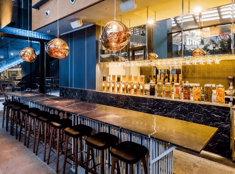 Chic Modern Bar With Copper Accents for Stylish Cocktail Parties and ...